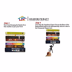 HeavenlyKraft Wall Mounted Metal Bookshelf Floating Bookshelf Supported by Superheros Invisible Bookshelf Metal Shelf Superhero Decoration Shelf Childrens Room Décor Model No. HK_249