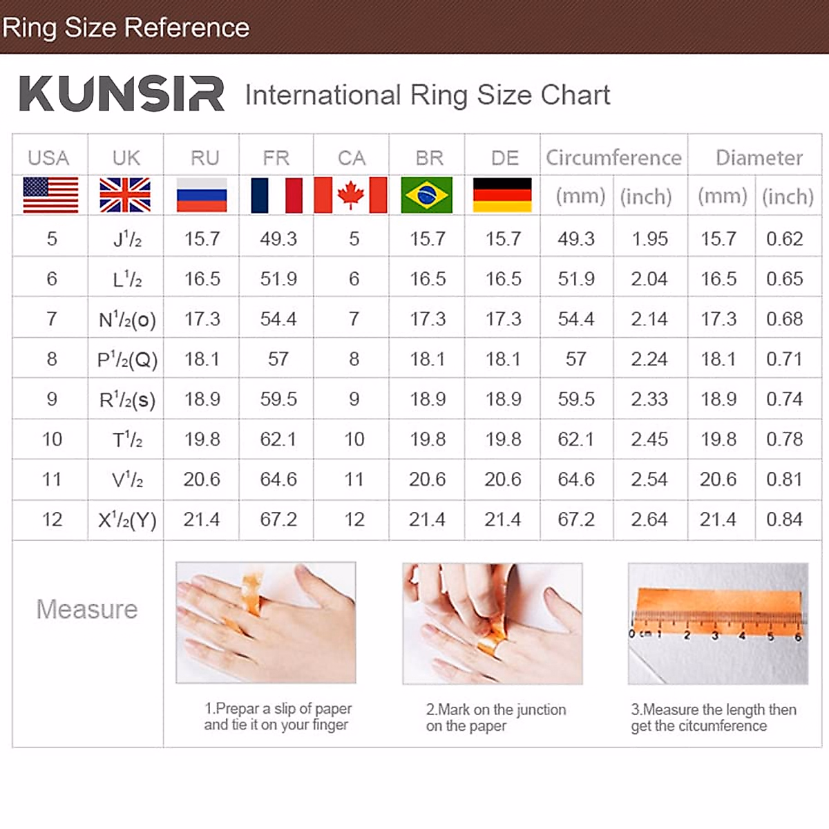 KUNSIR 925 Silver Rings for Women Cubic Zirconia Ring Rings for Women Sterling Silver Rings Wedding Band Rings Gift Ring Sterling Silver Rings Size 7-9