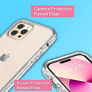 Coolwee Crystal Glitter Full Protective Case Compatible Apple iPhone 14 Pro Max, 6.7 inch, Heavy Duty Hybrid 3 in 1 Rugged Shockproof Women Girls Transparent Clear Sparkle