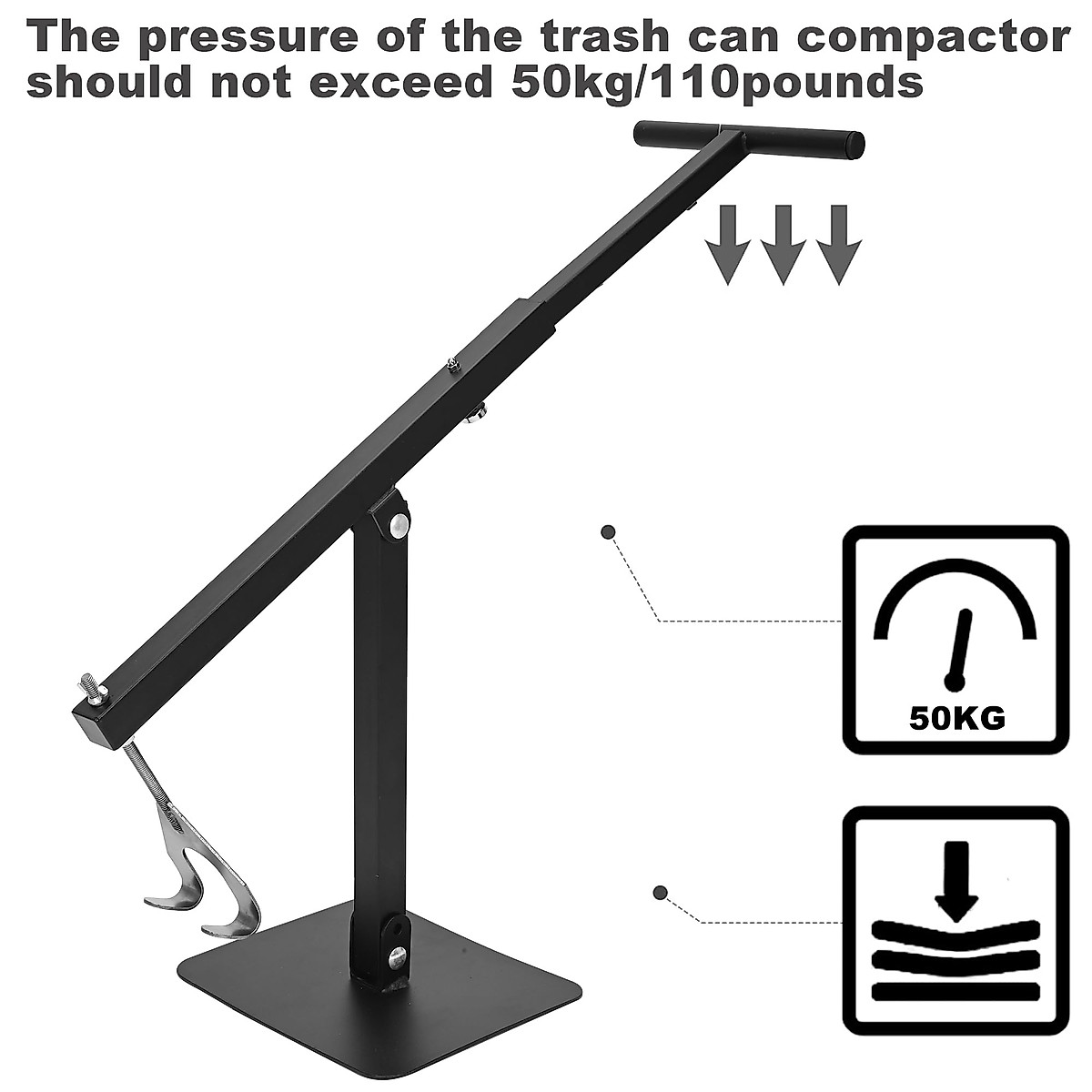 ikare Manual Trash Compactor for 60-100L Bins, Trash Compactor for Kitchen, Portable Small Trash Compactor, Waste Bin Compactor for Fast Food Restaurant