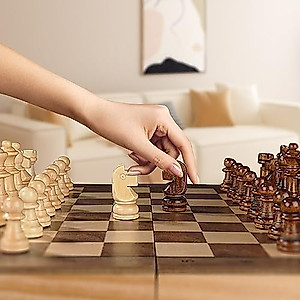 Chess Set-Magnetic Wooden Chess Set|Chess Board Board with alphanumeric|with 2 Extra Queens，Folding Board|Portable Travel Chess Set|Chess Sets for Adults|Chess Set for Kids