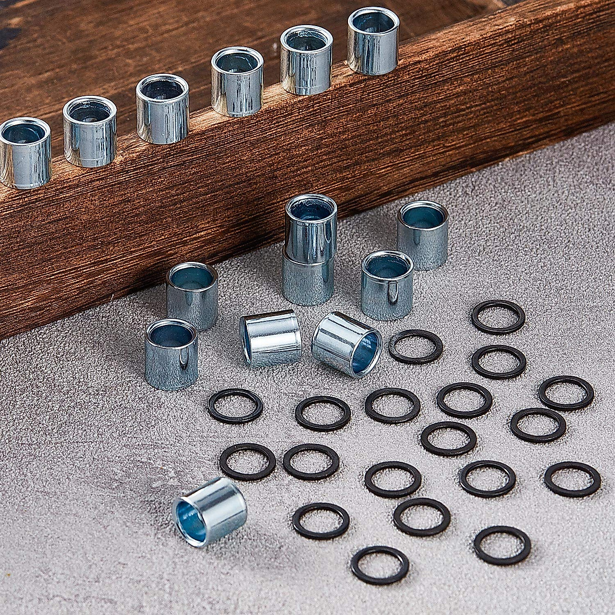 36 Pieces Bearing Spacers and Washers Skateboard Hardware Kit for Most Skateboard Trucks and Longboards (24 Washers, 12 Spacers)