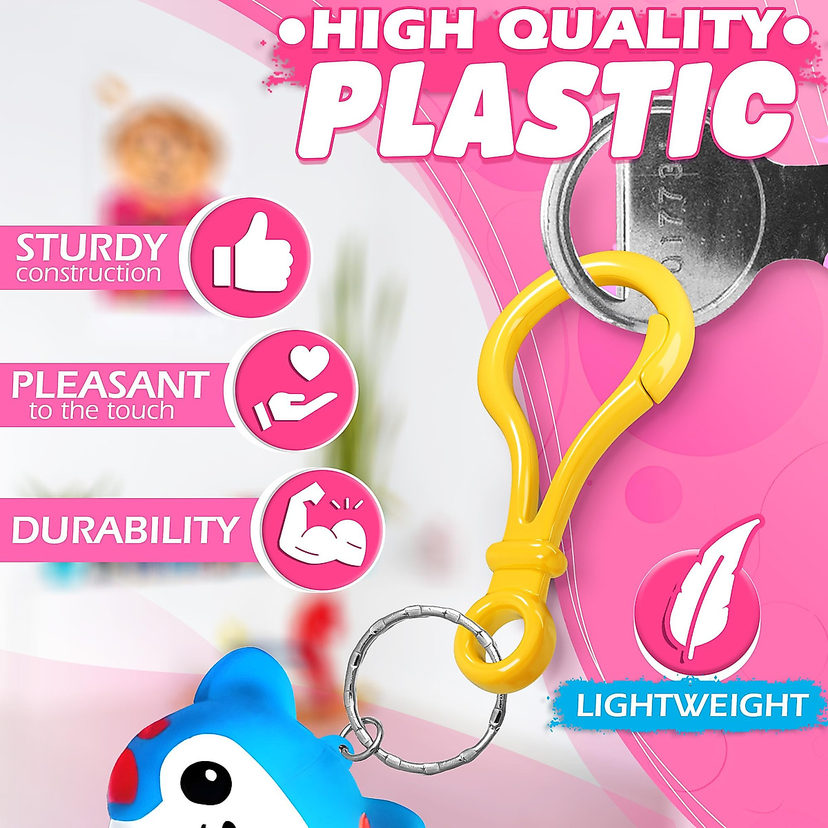 100 Pcs Plastic Keychain Clip - Plastic Lobster Claw Clasps Backpack Keychain Rings Plastic Keychain Clips for Crafts - Key Chain Hooks for Crafts Lanyard Clips and Hooks Plastic Keychains for Crafts