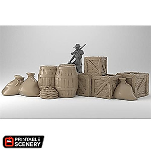 Cargo Piles Scatter Terrain DND Scenery Terrain 3D Printed 28mm Paintable Miniatures for Dungeons and Dragons Pathfinder, Warhammer 40k Tabletop Games