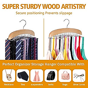 2Pcs Tank Top Hanger, Tie Belt Hangers, Bra Hanger with Premium Wood, Foldable Tie Rack Hanger,Space Saving Closet Organizer and Storage Rack, for Camisole, Bras, Ties, Necklace