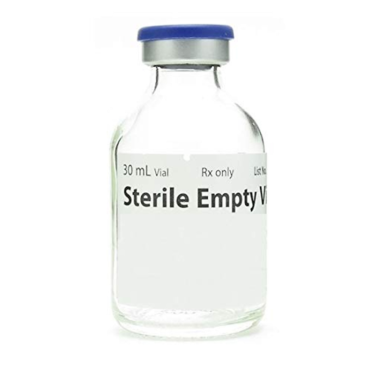 30ml Sterile Clear Empty Vial with Blue Flip Off Seal and Grey Butyl Stopper 10pk