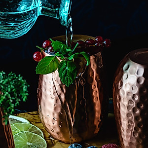 Kosdeg Copper Cups - 16 Oz set of 4 - A Unique Way To Enjoy Wine - The Perfect Pure Copper Tumbler for Water - Copper Drinking Cups Better Than Glasses or Plastic - Moscow Mule Copper Cup For Drinking