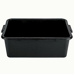 Gamla 6-Pack Polypropylene Bus Tub with Lid Set, 20x15x7 Inches, Durable Black Bus Box for Professional Food Service Use