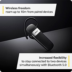 Jabra Talk 15 SE Mono Bluetooth Headset – Wireless Single Ear Headset with Built-in Microphone, up to 7 Hours Talk Time, Media Streaming, Black