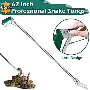 IC ICLOVER 62 Inch Snake Tongs+ Large Snake Guards, Heavy Duty Standard Reptile Snake Tongs Grabber Catcher, Lightweight Stab-Resistant Snake Gaiters Proof Leggings, Snakes Bite Proof Protection