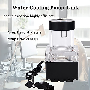 800L/H 8W 7V Water Cooling Pump with 4 Meters Pump Head & LED Power Indicator G1/4 Thread Fast Heat Dissipation CPU Cooling System (12cm Black)