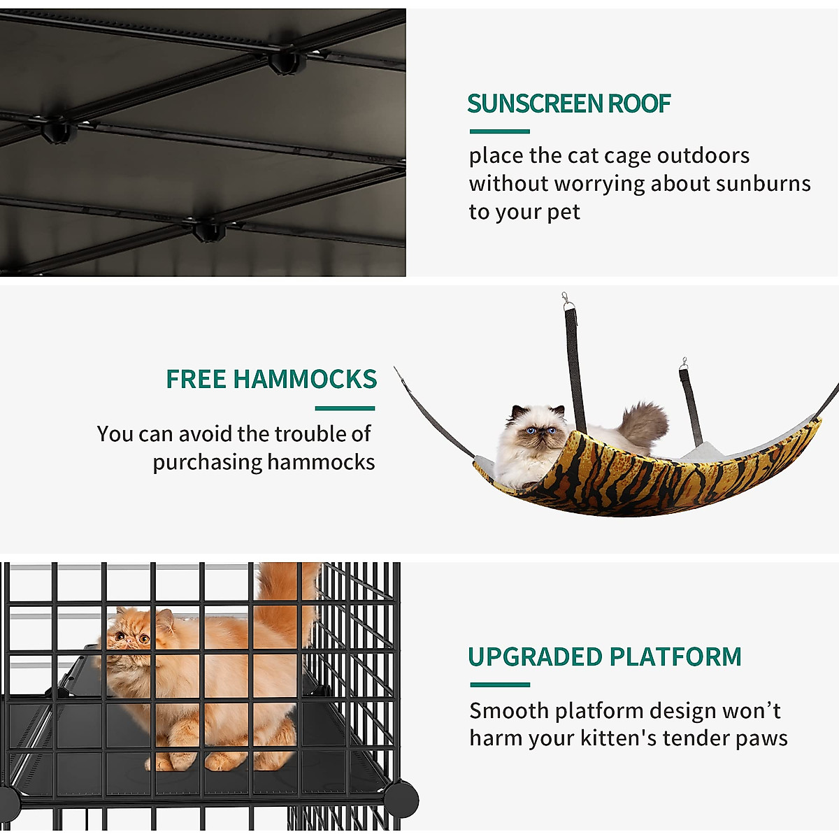 YITAHOME Cat Cage Indoor Large with Storage Cube DIY Outdoor Cat Enclosures Metal Cat Playpen with Hammock Platforms for 1-4 Cats 5 Tiers Cat Kennel Catio