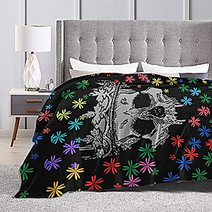 Sofevaim Halloween Blanket, Birthday Gift for Women Lover Blanket, Skull Blanket with Colorful Flowers, Fall Christmas Soft Warm Bedding Plush Throw Blanket for Sofa Bed Couch 60" x 50''