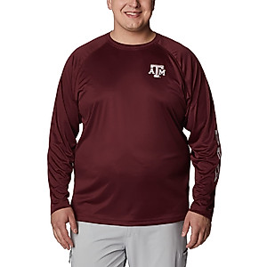 Columbia NCAA Texas A&M Aggies Men's Terminal Tackle Long Sleeve Shirt, 2X Big, TAM - Deep Maroon/White