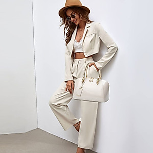 ZiMing Glossy Patent Leather Handbags for Women Top Handle Purse Satchel Bag Stylish Handbag Medium Tote Bags Shoulder Bag Evening Bag-White