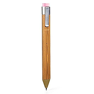 New Pen Bookmark with Refills | Erasable Ballpoint Gel Pen and Bookmark 3-in-1 | Ink Novelty Pen with Eraser | Page Marker | Book Marker | Page Holder Clip | Gift for Reader and Writer (Wood)