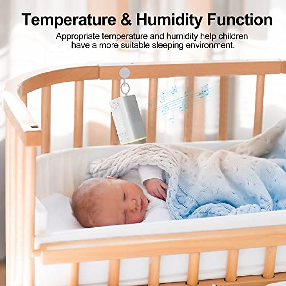 Greengines White Noise Machine with 35 High Fidelity Soothing Sounds, Sleep Sound Machine with 7 Colors Night Lights for Sleeping, Built-in Alarm Clock,Temperature and Humidity for Baby, Adults