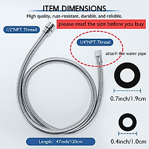 LukLoy 𝟏/𝟐" to 𝟏/𝟒" Nut Stainless Steel Shampoo Bowl Hose for Professional Salon Shampoo Bowl Faucet and Sprayer Head, Sprayer Head Not Included