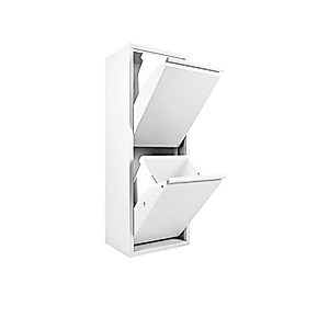 Kaser Metal Garbage Cabinet - 2 Drawer | 2x4 Gallon Plastic Bins with Metal Handle, Trash Can | Waste Separation - Kitchen Recycling