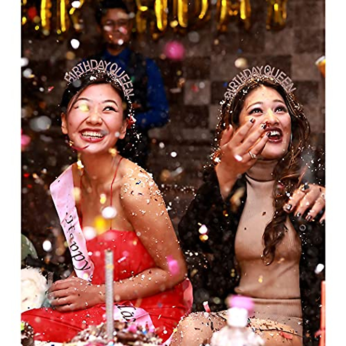 AOPRIE Birthday Queen Crown & Sash for Women Rose Gold Birthday Tiara for Girls Birthday Queen Headband Princess Crown Rhinestone Happy Birthday Accessories