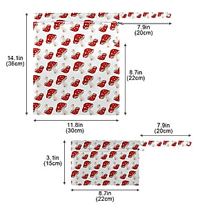 xigua Red Hat Mushroom Wet Dry Bag 2 Pieces, Waterproof Reusable Diapers Storage Bag Travel Bag with Two Zippers for Beach Swimming Summer Camp