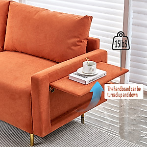 VASOENY 72.8 Inch Loveseat Sofa Couch, Mid Century Modern Linen Fabric Love Seats Sofa, 2 Seater Couches for Bedroon, Living Room, Apartment, Home Office(Orange)