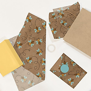 Bees Printed Tissue Paper for Gift Bags or Boxes and Wrapping - Bulk Summer Decorative Art Tissue Paper for Packaging and Gifting | 24 Sheets 20" x 30"