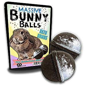 Massive Bunny Balls Bath Bombs – Fluffy Rabbit Design – XL Bath Fizzers for Friends – Root Beer Scent, 2 pk