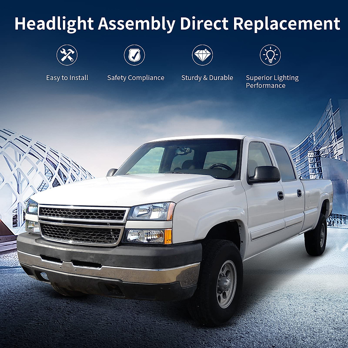 AUTOSAVER88 Headlight Assembly Compatible with 2003-2006 Chevy Silverado Avalanche 1500/2500/3500 Headlights Replacement(Not Fits Body Cladding Models)