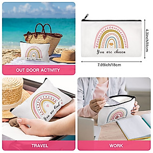 24 Pcs Rainbow Cosmetic Bags Motivational Quotes Makeup Bag Inspirational Makeup Pouch with Zipper Inspirational Gifts for Women Coin Purse for Teacher Graduation Birthday Party (Motivational)