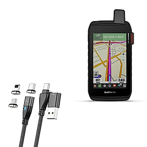 BoxWave Cable for Garmin Montana 700i (Cable MagnetoSnap PD AllCharge Cable (100W), Magnet PD 100W Charging Cable USB Type-C Micro USB for Garmin Montana 700i - Jet Black