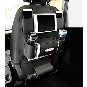 OTCPP 2 Pack PU Leather Car Seat Back Organizer for Travel (Black)