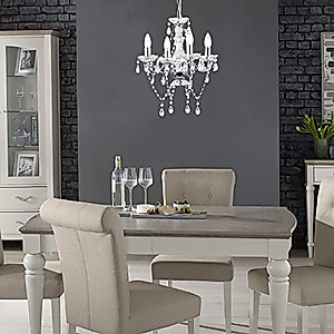 LaLuLa Chrome Chandelier Mini Crystal Chandelier 4 Light Candle Style Chandelier for Dining Room