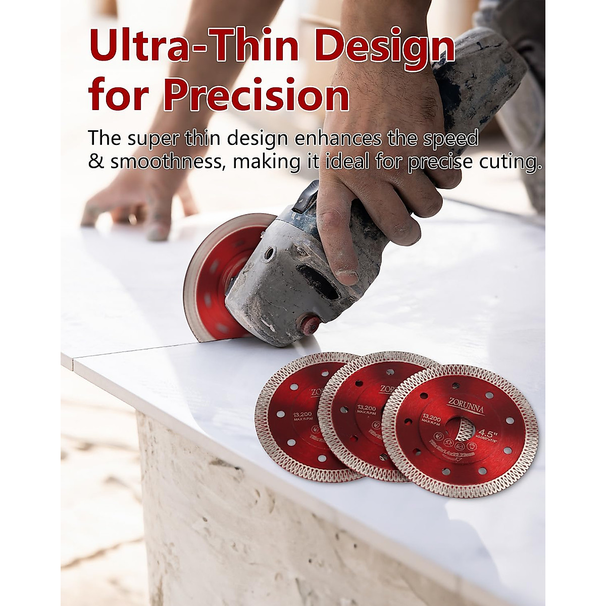 4.5" Diamond Blade for Angle Grinder, Super Thin Tile Saw Blades for Smooth Cutting, 2Pcs Indestructible Disc for Grinder Cutting Porcelain Ceramic Tile Granite Marbles.