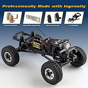 EAZYRC X FMS FCX24 1/24 Chevy K5 Blazer 1976s RC Rock Crawler 4x4 RTR Black, with Lisense RC Truck, 4WD 5Km+ 2-Speed Transmission with 2.4 Ghz Radio, Battery, and Charger