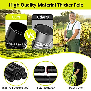 SORSWEET Garden Hoe, 74 Inches Hula Hoe, Adjustable Stirrup Hoe with Gardening Gloves, Garden Tools for Weeding and Loosening Soil