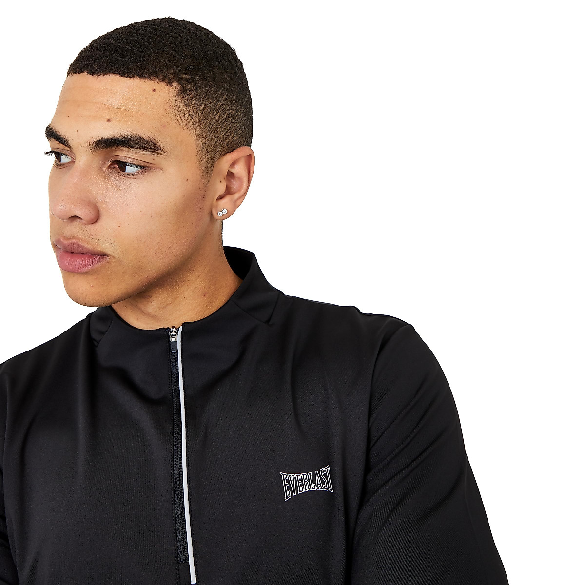 Everlast Men's Fit Active Quarter Zip Long Sleeve Athletic Performance Pullover Long Sleeve Shirt Black Medium