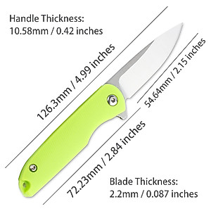 TENCHILON T28 Mini Flipper Folding Pocket Knife, 2.1 Inch Spear Point Blades, Contoured ABS Handle with Liner lock, Micro Small Little Gentlemen's Utility EDC Knives