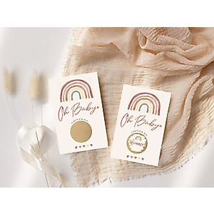 Printed Party Baby Shower Game – Rainbow Scratch Off Cards for Girl, Boho Theme, 30 Cards & Stickers