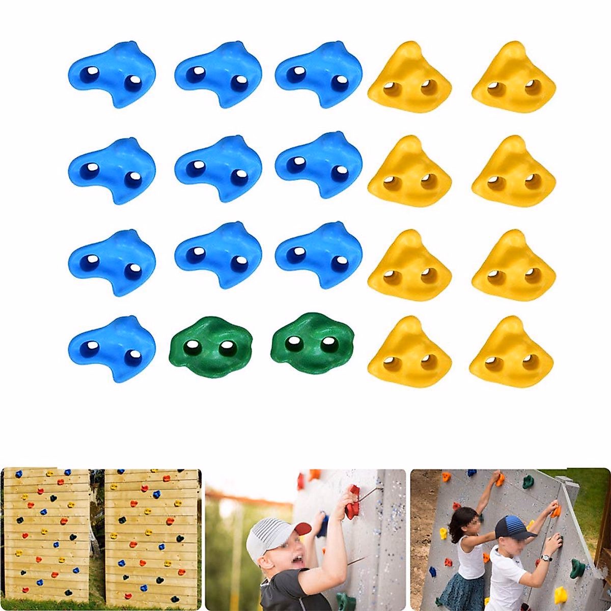 Natudeco 20Pcs Wall Climbing Rocks Climbing Stone Rock Plastic Wall Climbing Kit DIY Climbing Wall Grip Kids Climbing Wall Stone for Outdoor Indoor Home Playground
