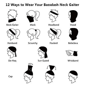 BASSDASH UPF 50+ UV Sun Protection Neck Gaiter Fishing Mask Hunting Kayaking Hiking Cycling Ski Sports