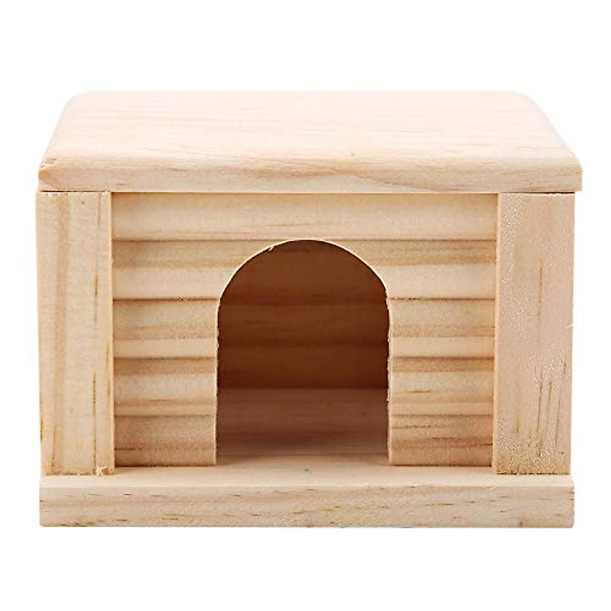 ViaGasaFamido Pet Hamster House, Wooden Odorless Home Openwork Lace Window Hamster House Flat Top Hideout Rat Hut Viewing Room for Small Animals
