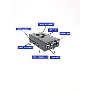 MICRO CONNECTORS, Inc. Aluminum Raspberry Pi 4 Model B Case with Fan, Black (RAS-PCS14-BK)