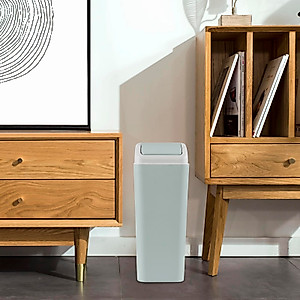 Wakikini 3.5 Gallons Swing Top Garbage Can, Plastic Trash Can with Swing Lid, Blue