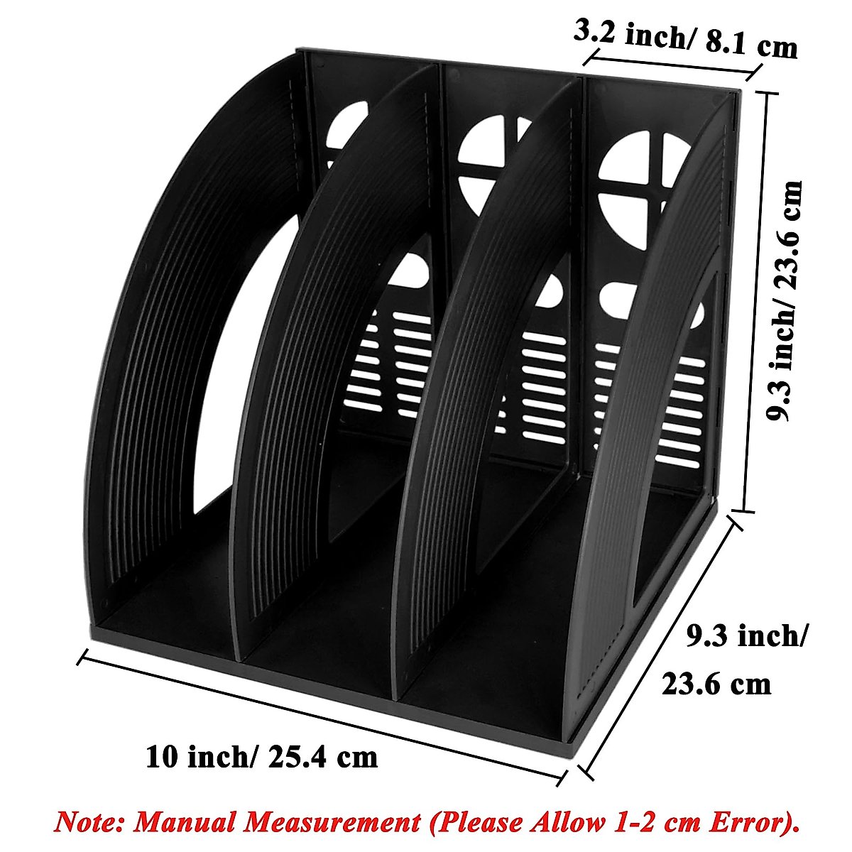 SAYEEC Magazine Holder Sturdy Binder Holder Desk File Sorter Plastic File Folder Organizer Stand Book Shelf Dividers Vertical Storage Rack Desktop Bookshelf Display Box for Office School Home (Black)