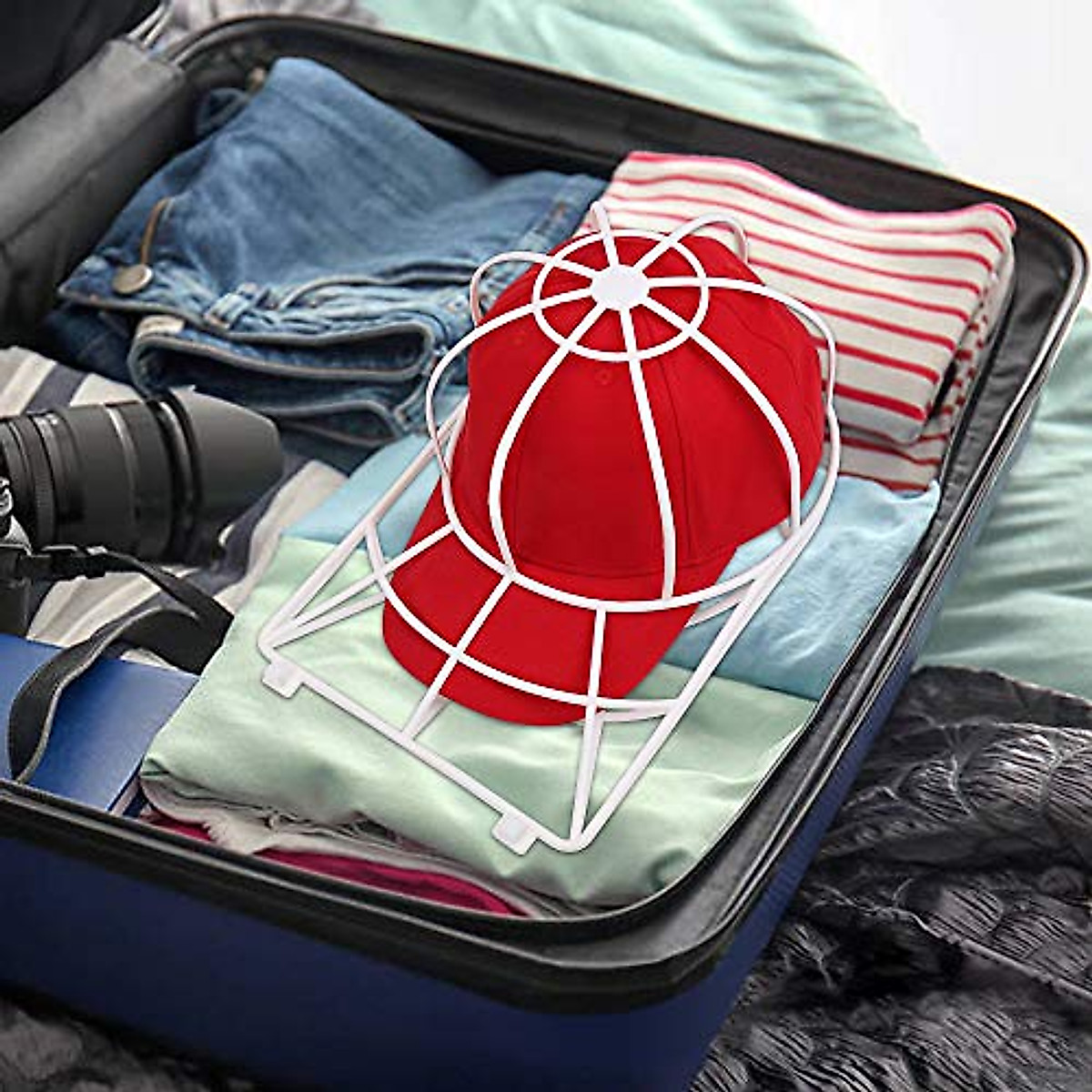 Hat Washer for Baseball Caps,3 Pack Cap Washer for Washing Machine,Dishwasher Hat Rack,Ball Cap Washer Holder Cage,Hat Cleaner Frame for Laundry Machine,Curved/Flat Bill Hat Cleaning Shaper Protector