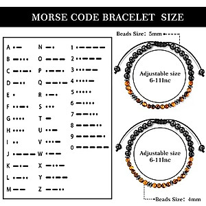 Believe Bracelets Morse Code Bracelets Gifts, Tiger Eye Beads Lava Rock Bracelets Morse Code Bracelets for Women Best Friend Friendship Gifts Inspirational Funny Birthday Gifts for Women Teen Girls