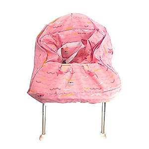 Portable 2-in1 Grocery Cart Cover and High Chair Seat Cover for Baby (Pink Fish)