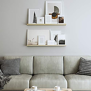 Wallniture Denver 36" Floating Shelves for Kids Room, Wood Nursery Shelves, Kids Room Shelves, Natural Photo Ledge for Nursery Room, Floating Book Shelves for Kids Room Set of 2