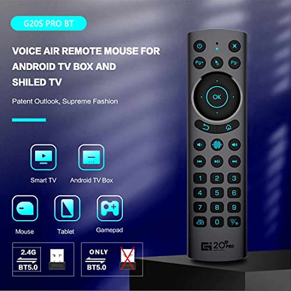 Universal Voice Remote Control,Support Bluetooth Connection,Voice Research,Air Mouse,for Android Tv Box and Media Player (G20S PRO BT)